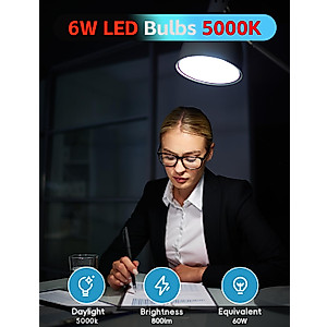 Jensense Edison Bulbs 6W E26 LED Bulb 60 Watt Equivalent, Vintage LED Light Bulbs CRI90+ ST19, Dimmable Clear Light Bulbs, 5000K Daylight Cool White 4 Pack