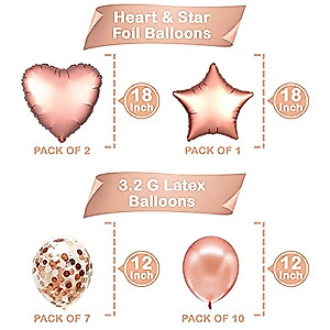 Huge, Rose Gold Love Balloon Set - 36 Inch, Pack of 21 | Rose Gold Valentine Decorations | Love Balloons, Heart Balloons for Valentines Day Decor | Valentines Balloons for Anniversary, Bridal Shower