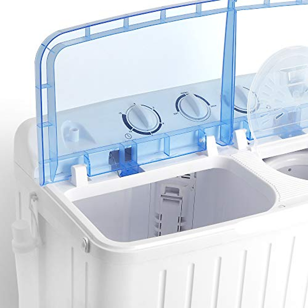 SUPER DEAL Portable Washer Mini Twin Tub Washing Machine 17.6 lbs w/78.8'' Inlet Hose, Gravity Drain Pump, For Camping, Apartments, Dorms, College Rooms, RV's, Delicates and more