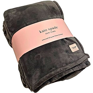 Full Queen Velvet Soft Polyester Fleece / Plush Blanket | Solid Gray by Kate Spade | 98" x 92"