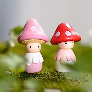MAOMIA Fairy Mushroom Doll Figurines 4 Pcs Miniature Fairy Garden Micro Landscape Mini Dollhouse Garden Decoration Outdoor Decoration