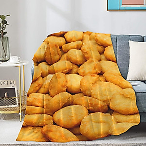 Golden Chicken Nuggets Throw Blanket Flannel Fleece Air Conditioning Quilt Best Gift Lightweight Cozy Plush Blanket for Sofa Chair Bedroom M 60"x50" for Teens