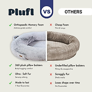 Plufl, The Original Human Dog Bed for Adults, Kids, and Pets. As Seen on Shark Tank. Comfy Plush Large Bean Bag with Memory Foam, Machine Washable, and Durable. Perfect nap and Floor Bed - Arctic Grey
