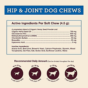 Hemp Well Hip and Joint Soft Chews – Supports Mobility and Promotes Healthy HIPS and Joints for Dogs, Organically Sourced (60 Count)