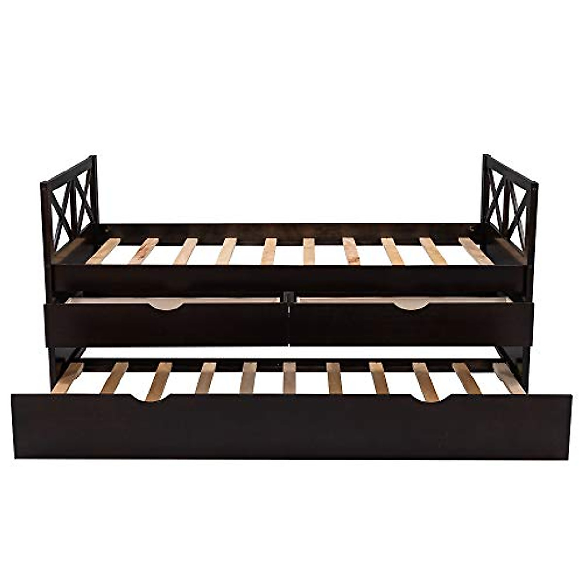 Danxee Captain’s Bed Twin Daybed with Trundle Bed and Storage Drawers Multi-Functional Daybed for Bedroom Living Room (Espresso)