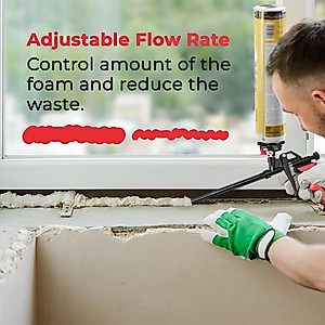 Spray Foam Gun, Wolline (2 Foam Gun + 8 Nozzle) Spray Foam Insulation Gun, Teflon-Coated Professional Expanding Spray Foam Applicator, Foam Dispensing Gun, Insulating Foam Applicator Red - 2 Pack