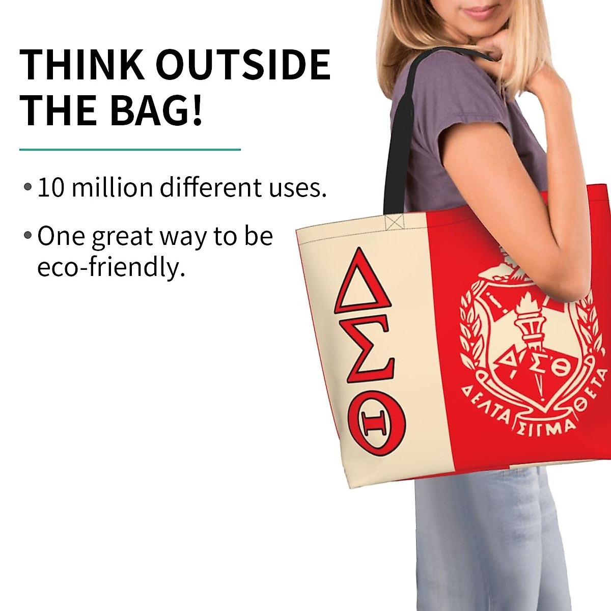 EUHFINLO Big Little Sorority Gifts Paraphernalia for Women, Large Capacity Shopping Tote Bag, Water-Resistant Material