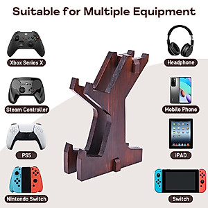 BEARUT Game Controller Holder Headset Stand 2-Tier Universal Controller Gaming PC Accessories Storage Rack Headphone Stand for Xbox Series PS5 PS4 by Wood