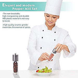 Salt And Pepper Grinder Set Adjustable Ceramic Salt And Pepper Shakers Pepper Mill Grinder Refillable Spice Grinder Glass pepper mill Seasoning Grinders Pepper Mill & Salt Mill