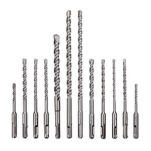 Rotary Hammer Drill Bits Set SDS Plus Bits Set Masonry Chisel Set 17pcs Drills for Impact Rotary Hammer Carbide-Tipped 4 Flutes Drill Bit for Bricks, Blocks, Stone with Storage Case