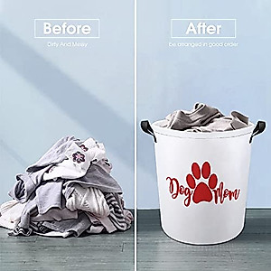 Dog Mom Large Laundry Basket Hamper Bag Washing with Handles for College Dorm Portable