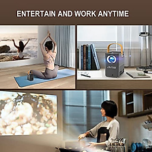 Portable WiFi Bluetooth Projector, JIMTAB V1 Outdoor Projector Full HD 1080P Supported, Mini Movie Projector with Foldable Carry Bag Dual Speakers Surround Sound (with Blue Foldable Bag)