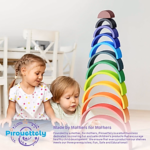 Wooden Rainbow Stacking Toy - Montessori Toys for 3+ Year Old - Rainbow Stacker Grimms Extra Large for Kids 2 3 4 5 Boys and Girls - 12 Pieces