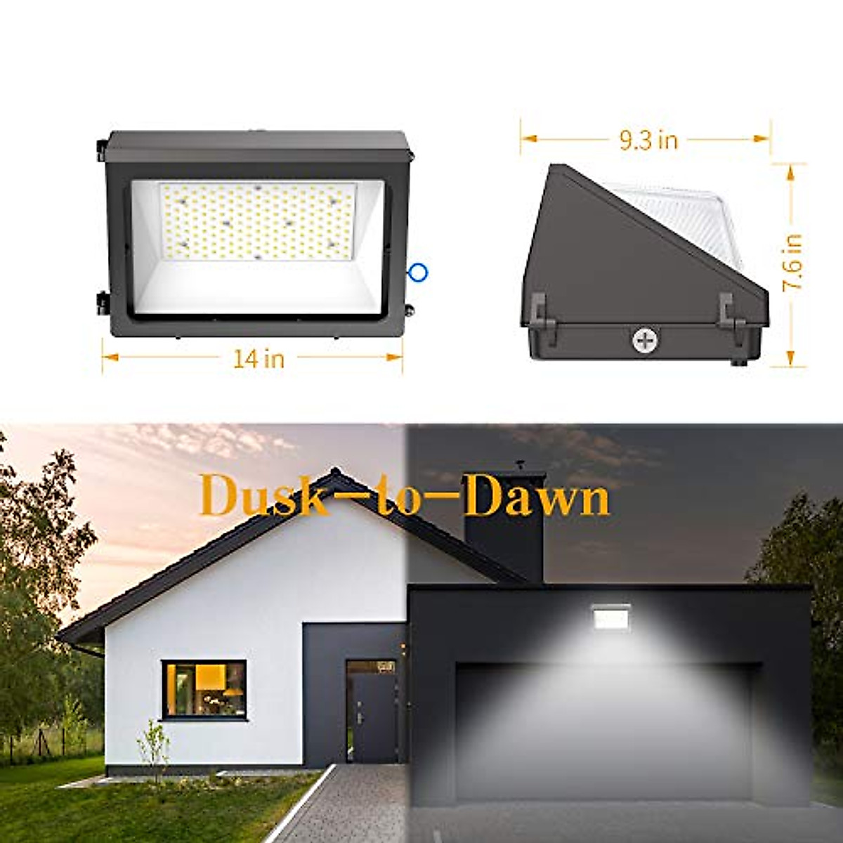 LED Wall Pack Light, 120W 15600LM with Dusk to Dawn Photocell 5000k (100-277V), DLC ETL Certified, Suitable for Outdoor Shop Commercial Security WallPack Lighting for Outside Warehouse, Parking Lot