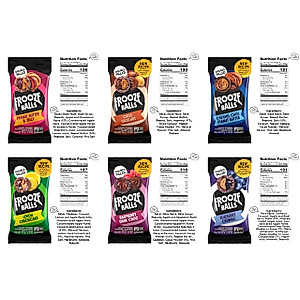 Frooze Balls Double-Filled Energy Balls Variety Pack - (6 bags, each with 5 balls) Healthy Vegan Snacks, Gluten-Free