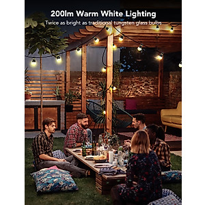 Govee Outdoor String Lights H1, 50ft RGBIC Outdoor Lights with 15 Dimmable Warm White LED Bulbs, Smart Outdoor Lights with 60 Scene Mode, IP65 Waterproof, Work with Alexa for Party, Daily Lighting