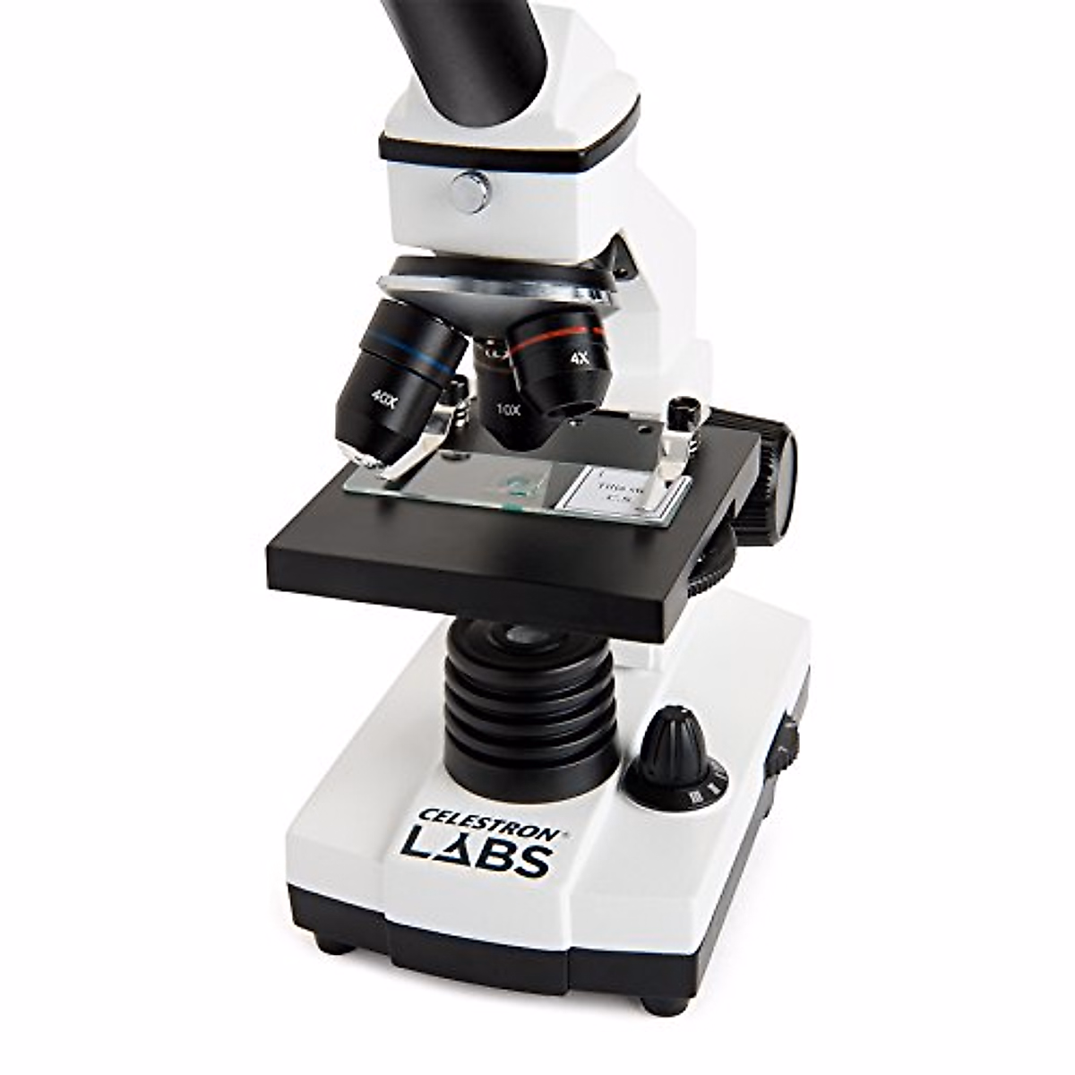 Celestron – Celestron Labs – Monocular Head Compound Microscope – 40-800x Magnification – Adjustable Mechanical Stage – Includes 2 Eyepieces and 10 Prepared Slides