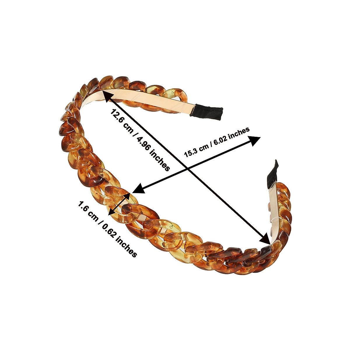 AWAYTR Hairband, 3PCS Chained Reactions Headband for Women Girls - Resin-Gold/Resin-Silver/Resin-Amber