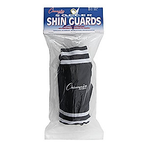 Champion Sports SL4B Youth Sock Style Soccer Shin Guards - Ages 4-6, Black, Small