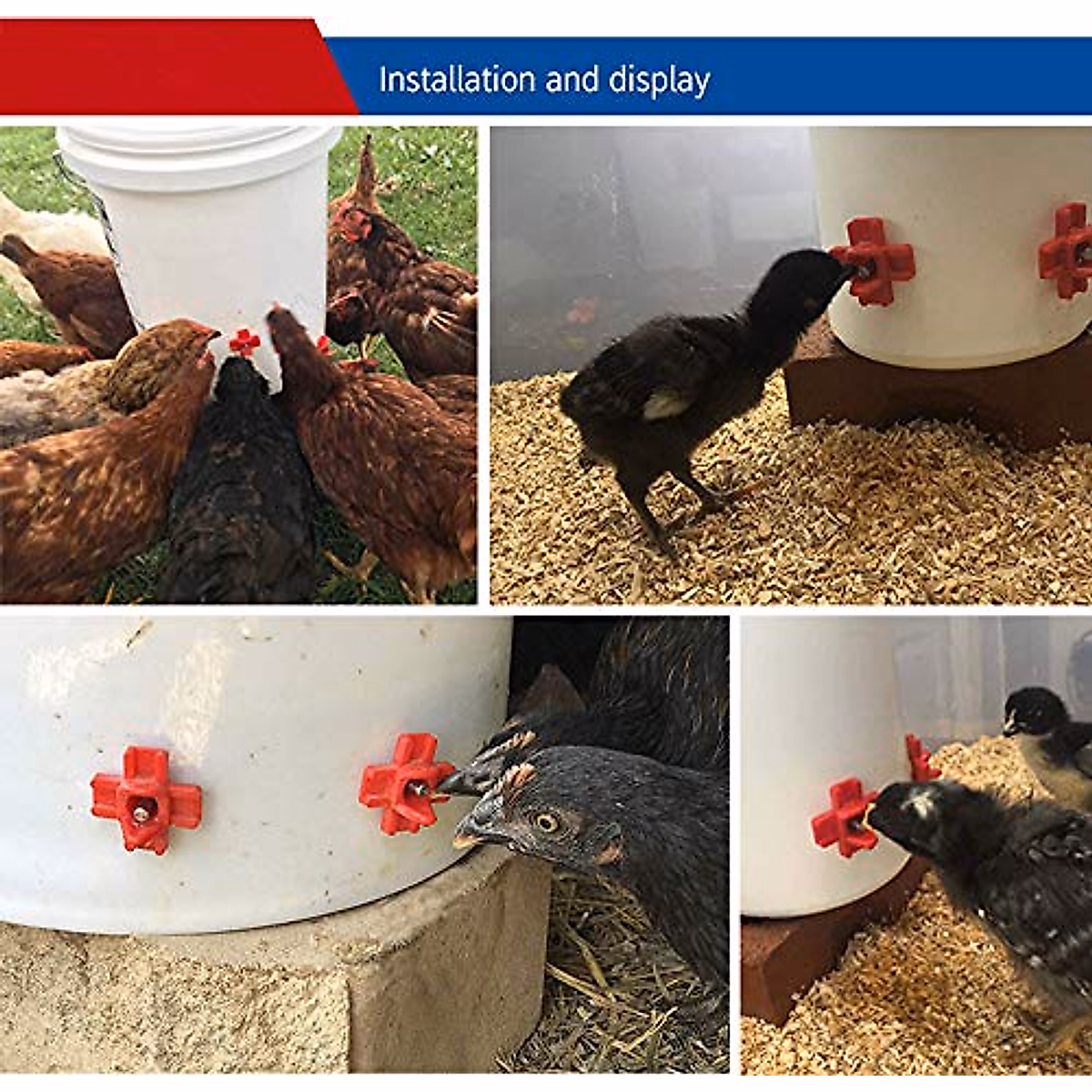 DoubleWood 20Pcs Chicken Nipples Horizontal Side Mount Poultry Water Nipple Waterer Drinker Outdoors for Chicken Ducks Quail and Other Poultry (20)