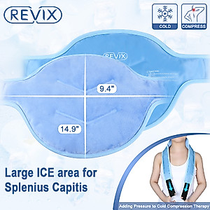REVIX Neck Ice Pack Wrap with Strap and Soft Plush Lining Cold Pack for Neck Pain Relief, Cool Reusable Freezer Gel Pad for Swelling, Injuries and Post-Surgery Recovery