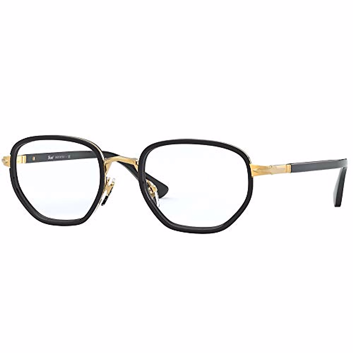 Persol PO2471V Round Prescription Eyewear Frames, Gold/Black/Demo Lens, 50 mm