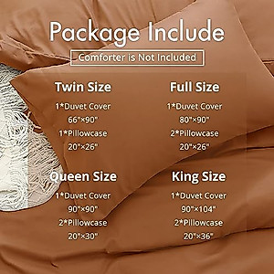 MUXHOMO Caramel Duvet Cover Full Size, Soft Cooling Brushed Microfiber Duvet Cover Set 3 Pieces with Zipper Closure, 1 Comforter Cover 80x90 inches and 2 Pillow Cases (No Comforter)