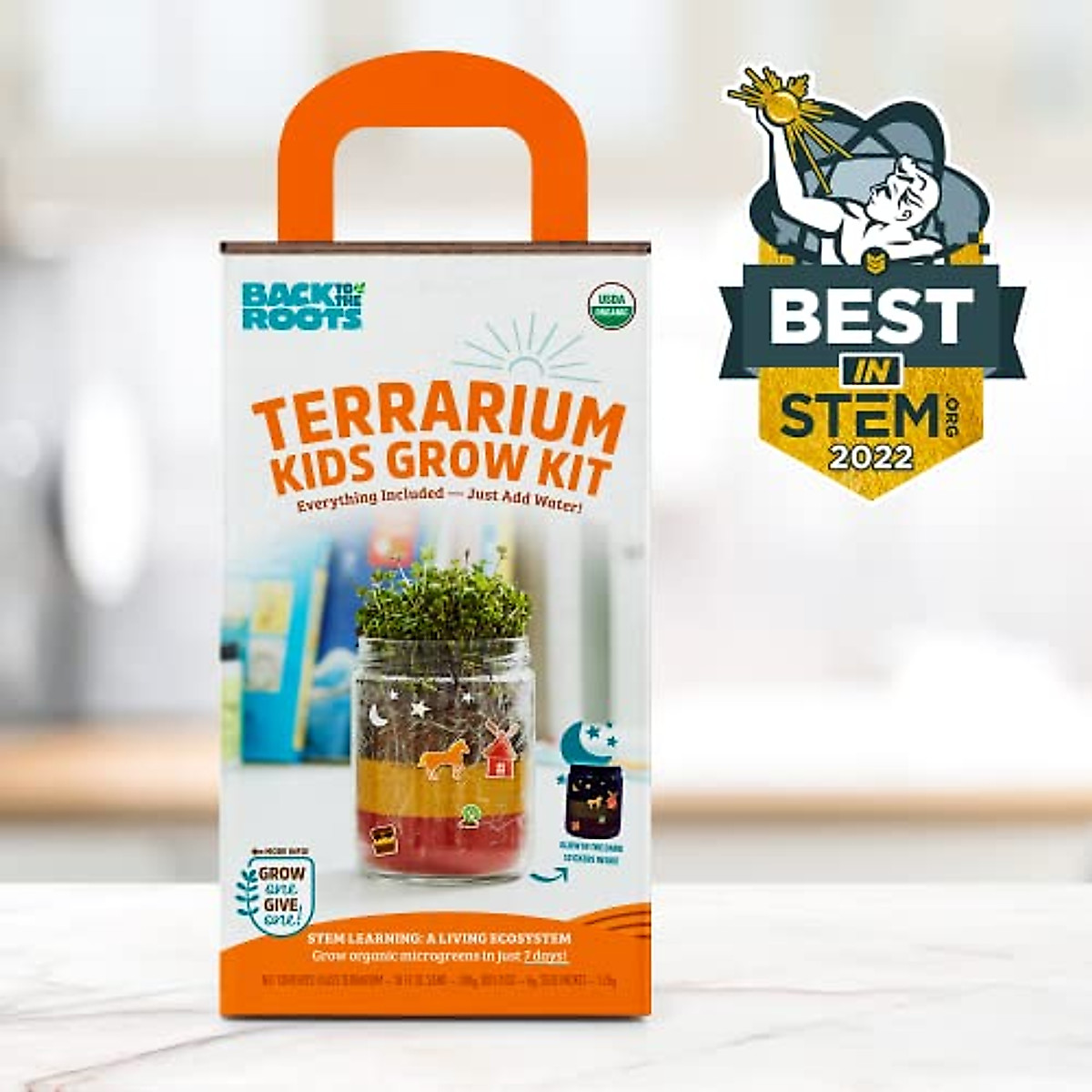 Back to the Roots Organic Kids Terrarium Grow Kit - Easy-to-Use DIY Set for All Ages Small