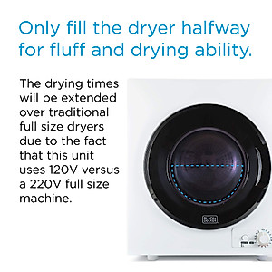BLACK+DECKER BPWH84W Washer Portable Laundry, White, 0.84 Cu. Ft. & BCED26 Portable Dryer, Small, 4 Modes, Load Volume 8.8 lbs, White