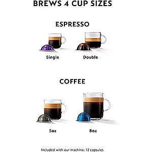 Nespresso Vertuo Coffee and Espresso Machine by Breville, 5 Cups, Black