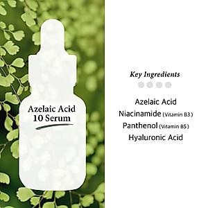 Azelaic Acid 10% Facial Serum with Niacinamide - Fast Rosacea Skin Care Product + Reduce Cystic Acne Scar + Redness Relief Face + Pimple Pigmentation Blackhead, 1 Fl Oz (30ml) (10% Azelaic Acid)