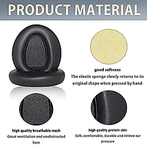 MDR-10R Replacement Ear Pads Earpads Ear Cushions Cover for Sony MDR-10RBT MDR-10RNC MDR-10R Headphones (Black)