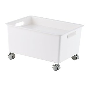 Storage Basket, Roller Basket, Storage Box, Sturdy Portable Movable Storage Organizer, Large Capacity Organizer Box for Books Clothes Shoes, Toy Small Items Box for Home (White)
