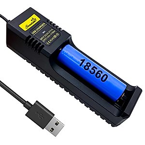 18650 Battery Charger,Single-Slot Intelligent Universal 18650 Charger for 3.7V Lithium Li-ion 18650,26650,18500,18350,16650 Rechargeable Battery (not Including Battery)