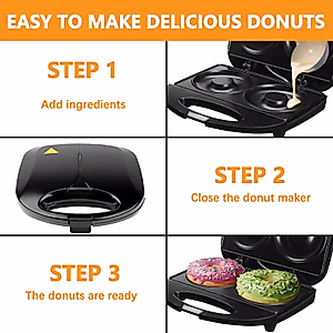 Ht Viik Donut Maker,Doughnut Machine,Bake 2 Donuts,Double-sided heating, Non-stick Surface, Perfect for Breakfast,for Commercial or Family Use,Easy to Clean