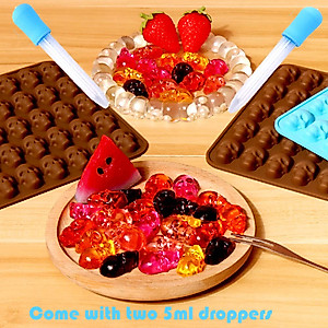 Gummy Skull Candy Molds,3-Pack 40 Cavity Silicone Skull Molds with 2 Droppers for Gummy,Candy,Jelly,Chocolate,Wax Melt,Dog Treats,Ice Cube