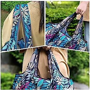 Fineget Shopping Grocery Travel Pinic Beach Tote Bag Folding Large Aesthetic Waterproof Gym Camping Laundry Bag for Women Lunch Duffel Groceries Backpack Hand Bag Blue Mood Pattern