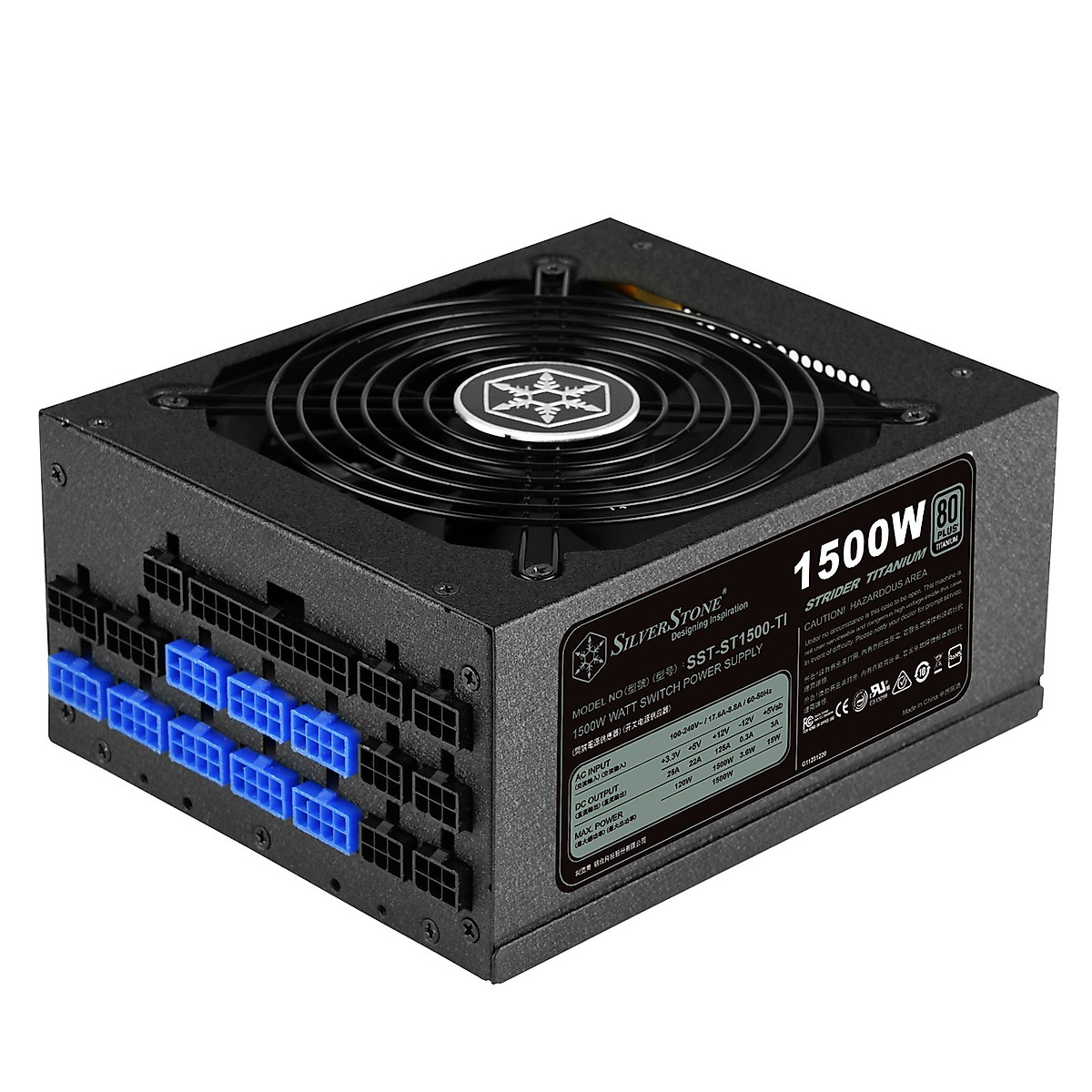 Silverstone Strider ST1500-TI, 80 Plus Titanium 1500W Fully Modular ATX/PS2 Power Supply, SST-ST1500-TI
