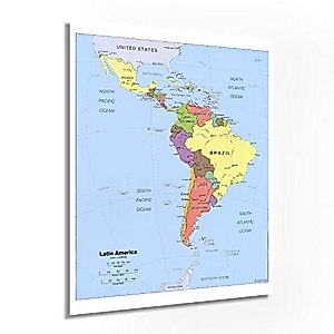 HISTORIX 2006 Latin America Map Poster - 24x30 Inch Central and South America Map - Latin American Poster - South America Map Poster - South America Wall Map