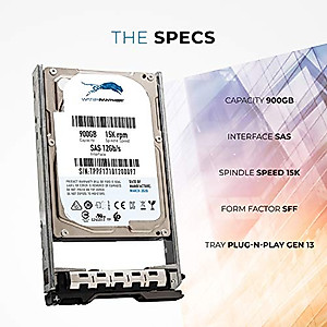 900GB 15K SAS 12Gb/s 2.5" HDD for Dell PowerEdge Servers | Enterprise Hard Drive in G13 Tray | Compatible with R720 R730 400-APGL 0XTH17 NMJD8 0NMJD8 RT8MY 0RT8MY
