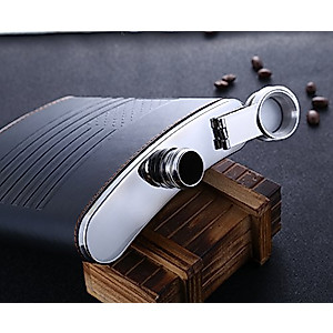 American Flag 18 oz Black Stainless Steel Whiskey Hip Flasks for Liquor with Leather Wrapped, TOX TANEAXON