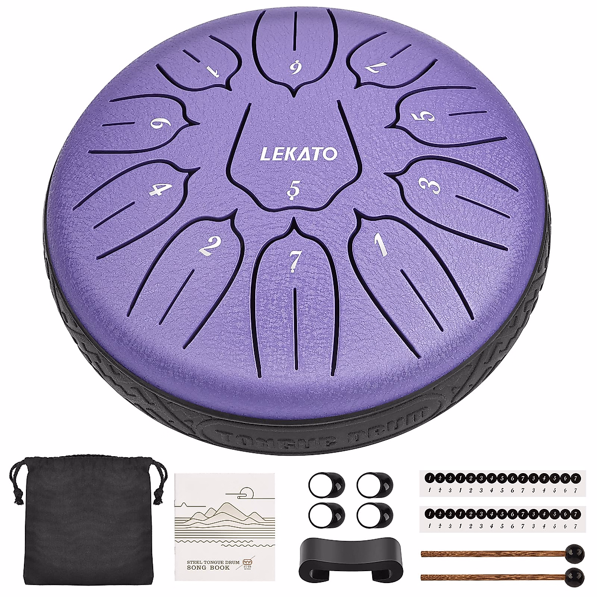 LEKATO Steel Tongue Drum 6 Inch 11 Note, Rain Drum for Outside D Major Handpan Drum for Meditation Yoga Musical Education, New Year Gift for Kids/Families