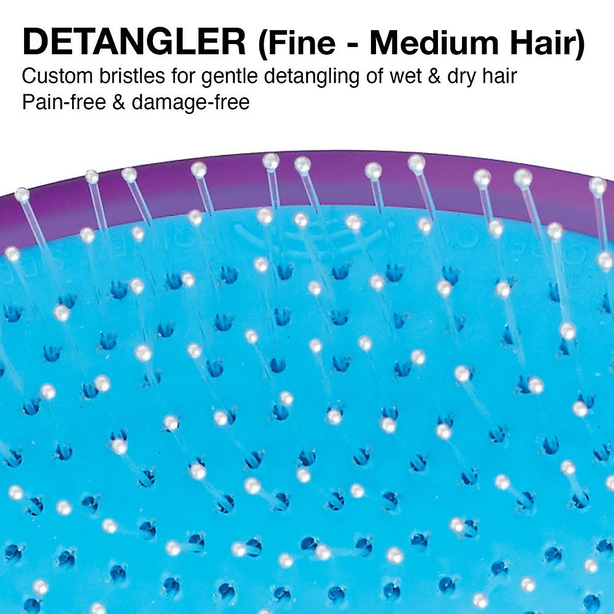 Olivia Garden OG Brush Detangler, removable cushion, scalp hugging shape massages the scalp, for wet or dry hair, for women, men and children, Fine to Medium hair, Purple