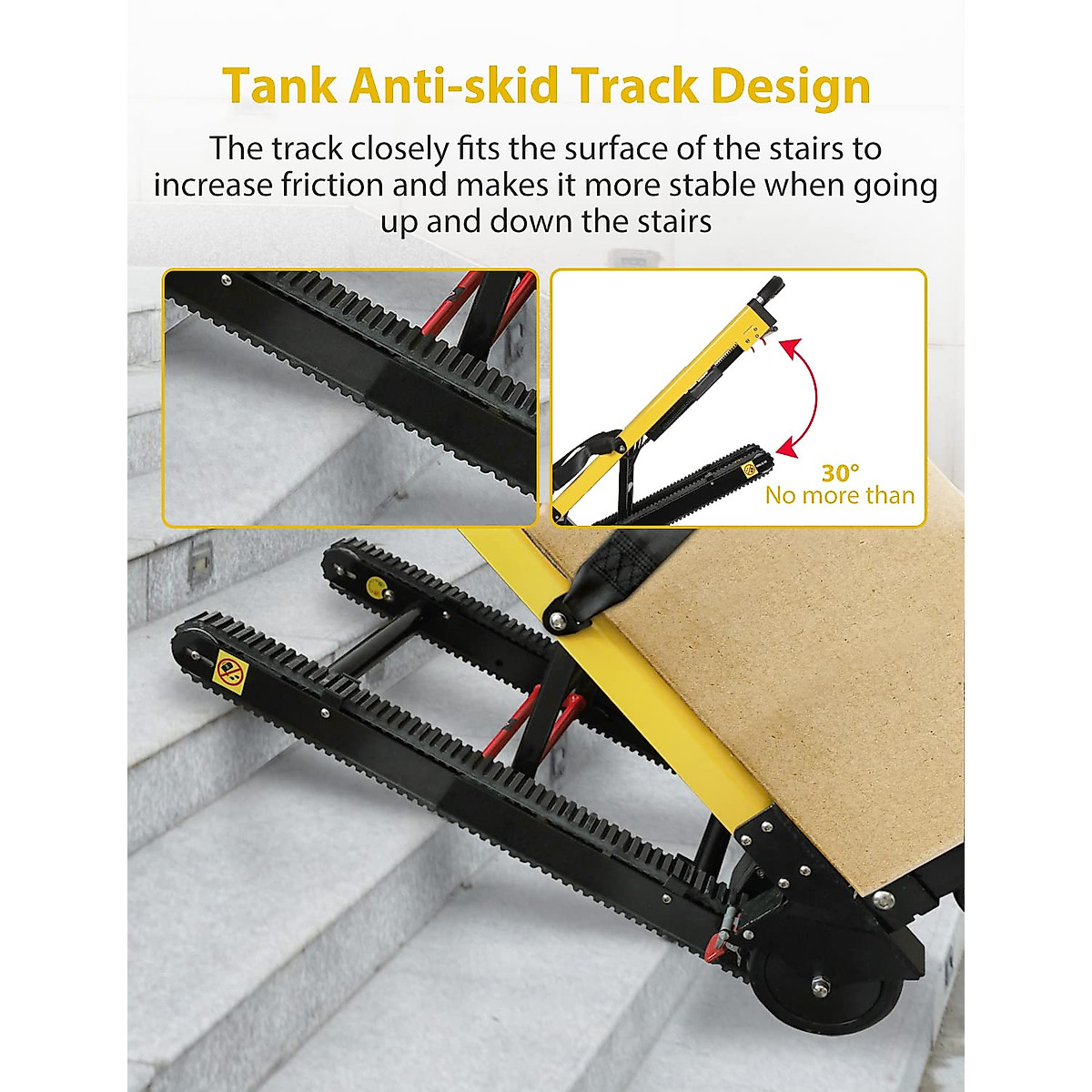 Electric Stair Climbing Hand Trucks Dolly Cart for Moving 441lb Capacity Heavy Duty Folding Stair Climber Cart Hand Trolley with 6 Wheels Motor Battery Powered for Furniture Family Logistics Warehouse