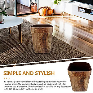 Zerodeko Trash Can Wood Trash Can Lidless Wastebasket Wood Grain Garbage Container Kitchen Trash Bin Office Trash Can for Bathrooms Kitchens Home Offices 11.99X9.43X9.43inch