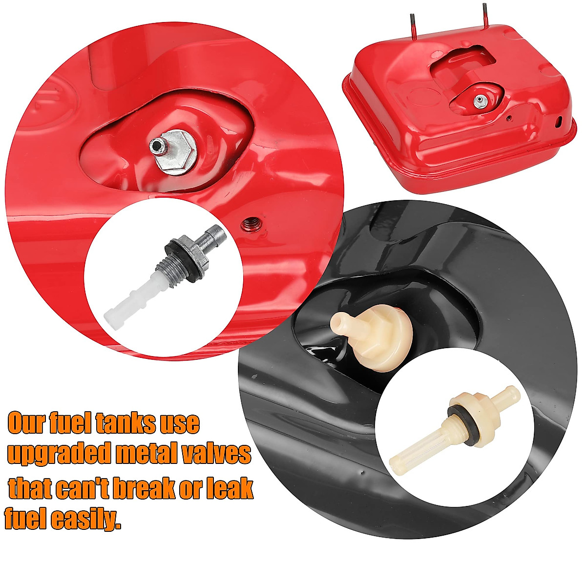 FVRITO Gas Fuel Tank for Hemi Predator 212cc 196cc 5.5hp 6.5hp Coleman CT200U CT200U-EX BT200X RB200 KT196 Massimo Baja Warrior MB200 GX160 GX200 Mini Bike Go Kart Clone Ghost Engine Parts Red