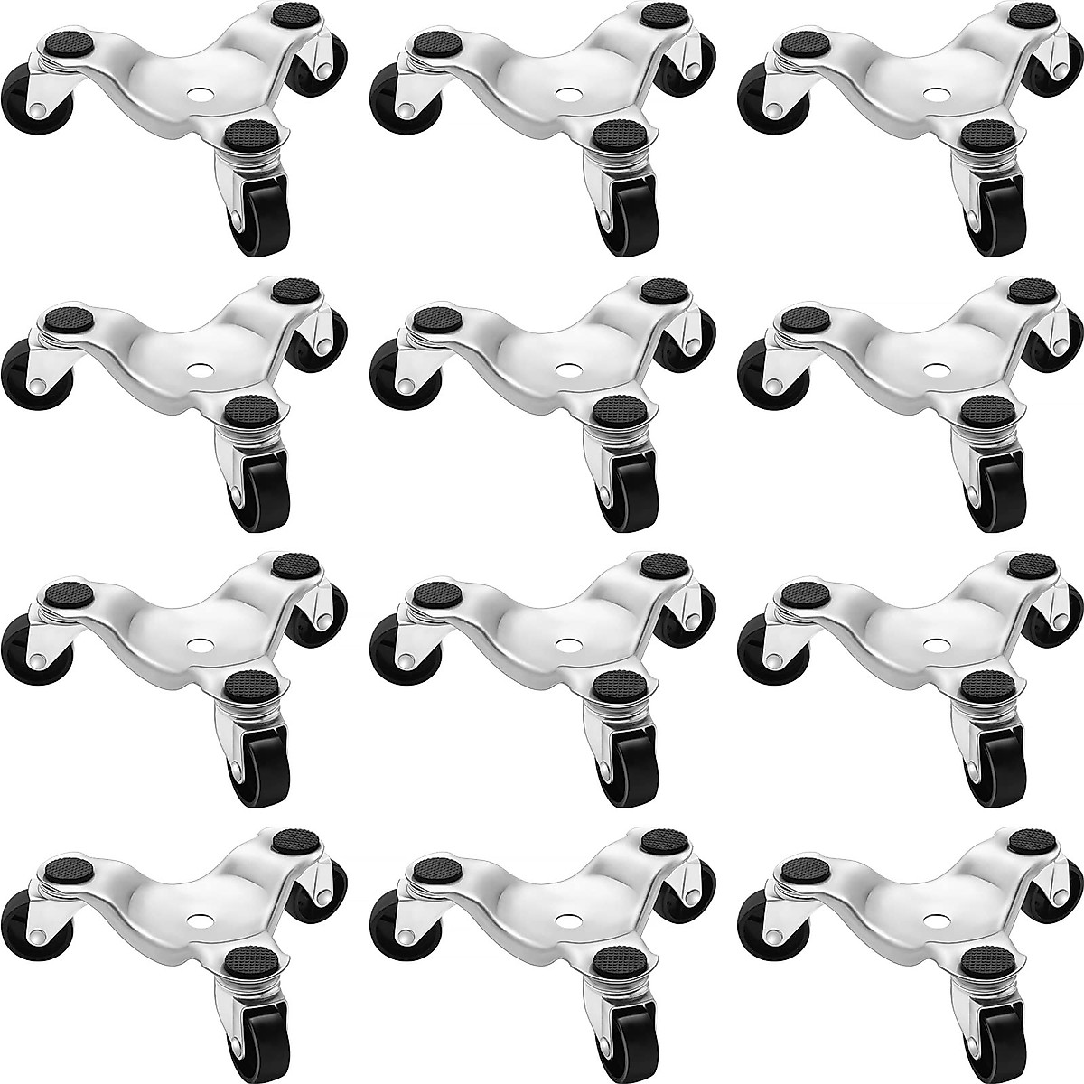 Timtin 12 Pieces Furniture Moving Dolly Set, 3 Wheel Steel Tri Dolly Heavy Duty Movers Mobile Rollers, Triangle Swivel Caster Easy Tool for Home Furniture, Appliance, 6 Inches, 200 Lbs Load Capacity