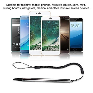 Resistive Pen, High Sensitivity Precision, Universal Pen for, Touch Painting Pen with Spring Rope(Silver)