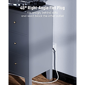 Power Strip, SUPERDANNY Surge Protector with 22 Outlets, 2 USB-C and 4 USB-A, 2100J, 6.5Ft Flat Plug Heavy Duty Extension Cord (1875W/15A), Wall Mountable for Home, Office, Dorm, Gaming Room, White