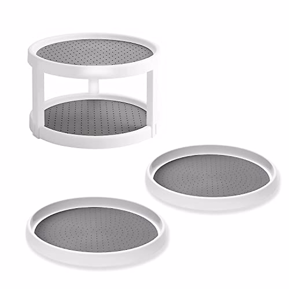 1pc 2 Tier Lazy Susan and 2pcs 1 Tier Lazy Susan Organizer for Cabinet